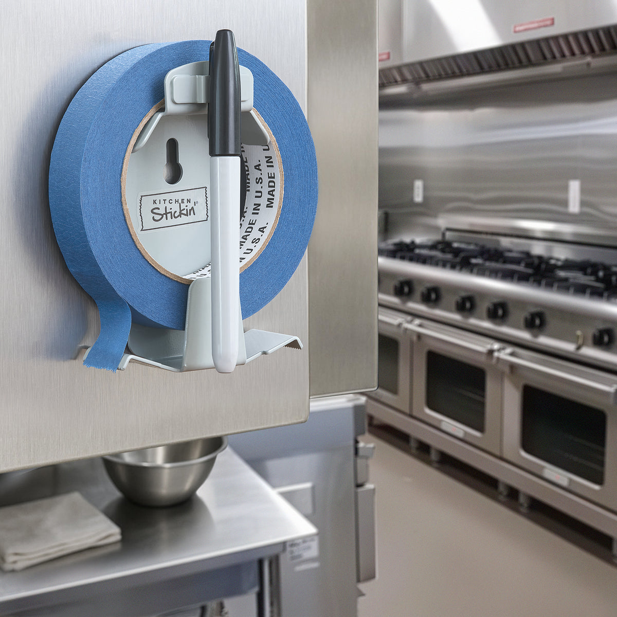 Kitchen Stickin'® Pro Metal Mounted Tape Dispenser & Label System (Tap ...